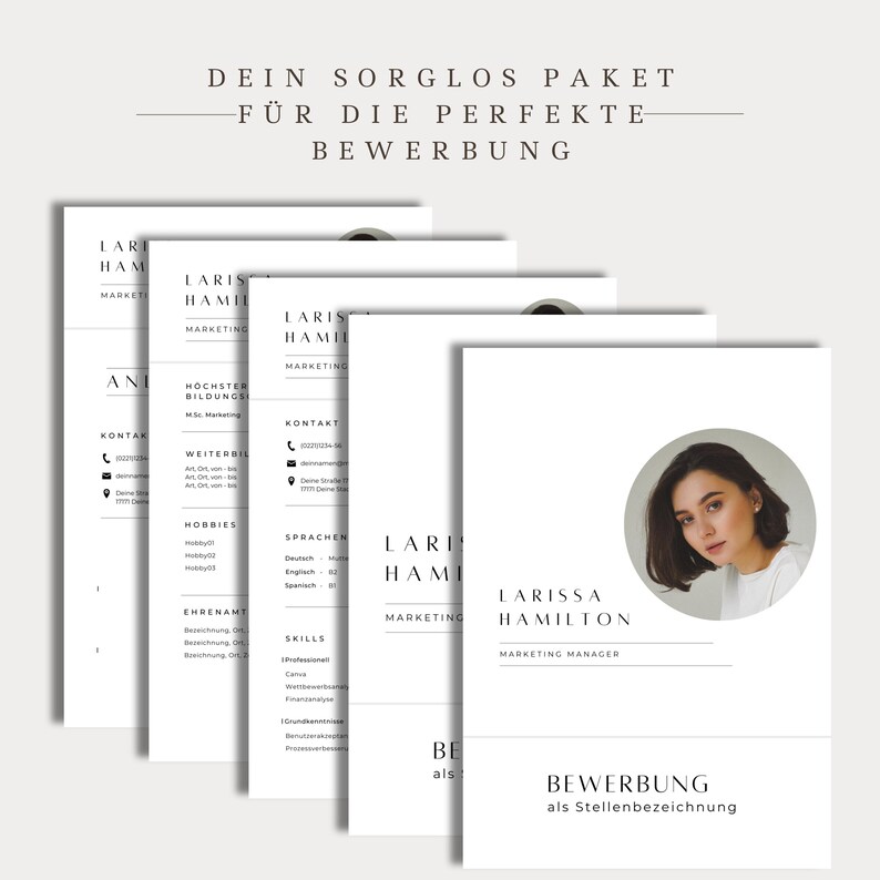 Modern Application Templates German Tabular CV Template Cover Sheet ...