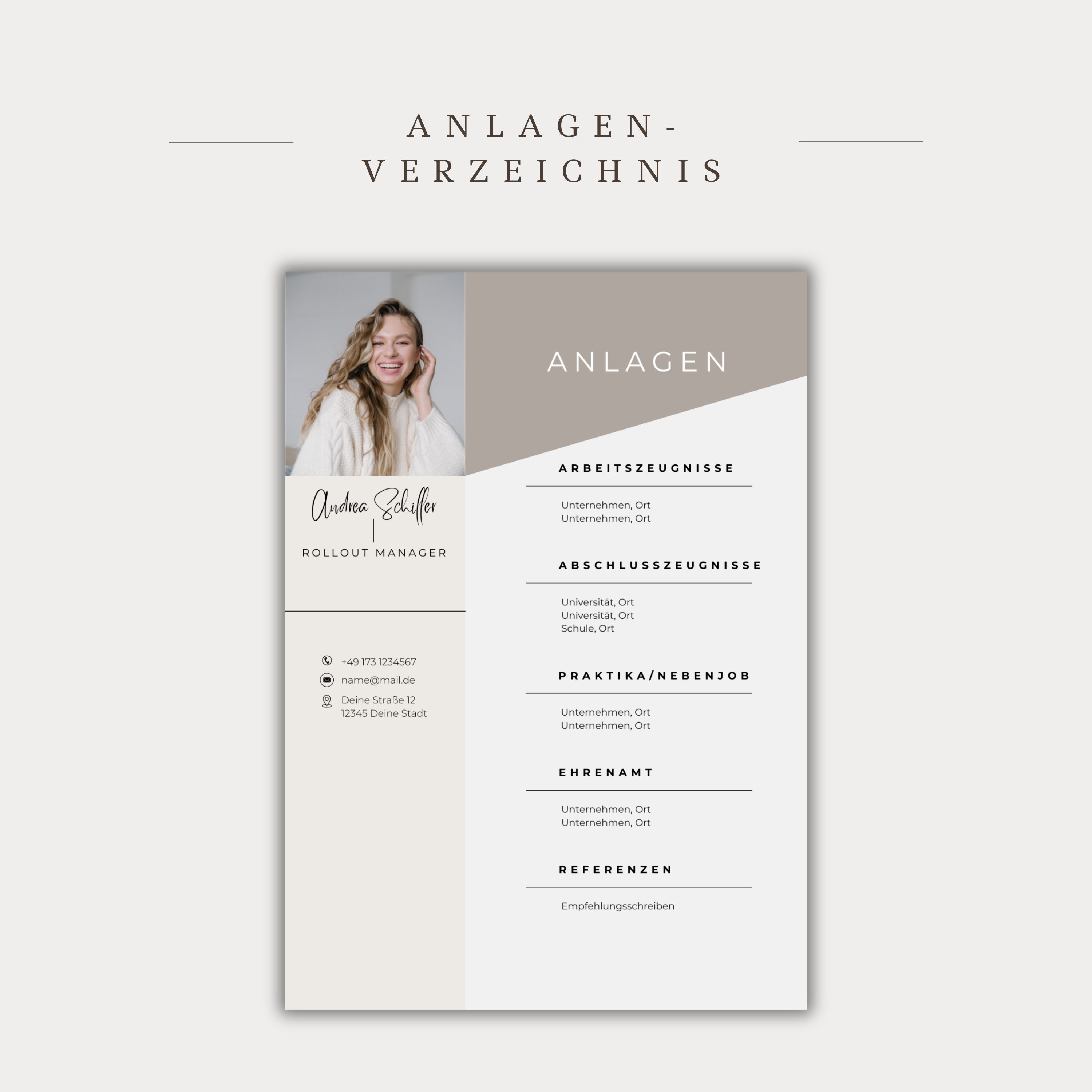 Application Template German CV in Table Creative Cover Letter Modern ...