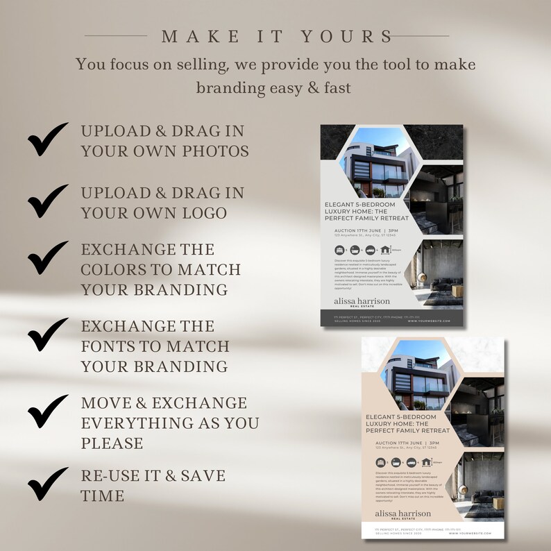 Real Estate Template Open House Flyer Auction Announcement Modern Home ...