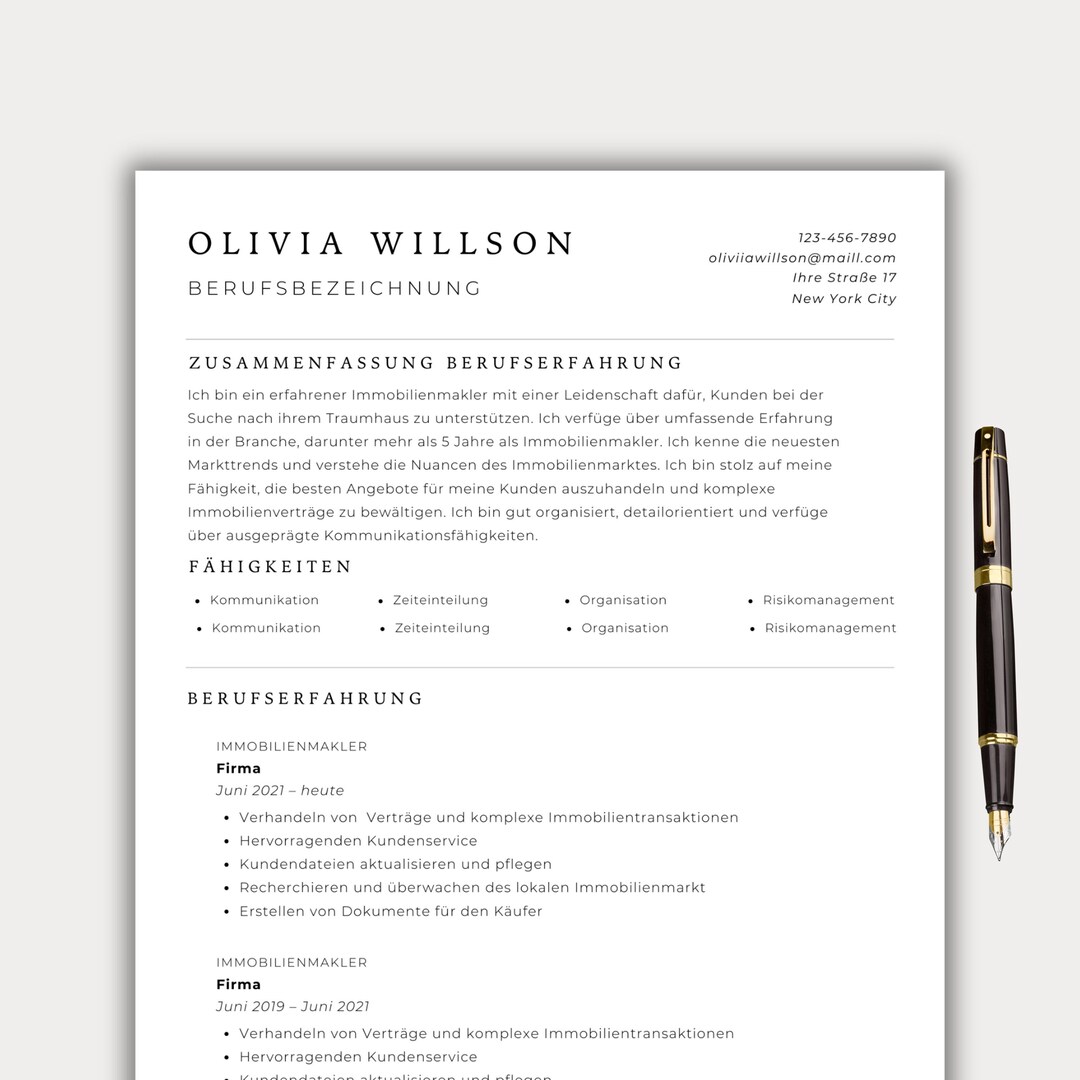 Modern Application Templates German Tabular CV Template Cover Sheet ...