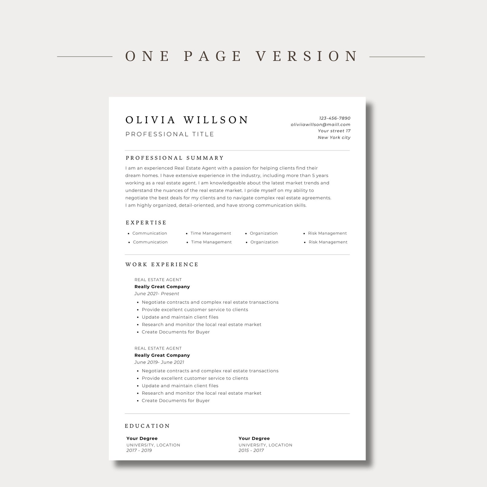 Clean Resume Template Canva ATS Friendly Modern CV Professional Job ...