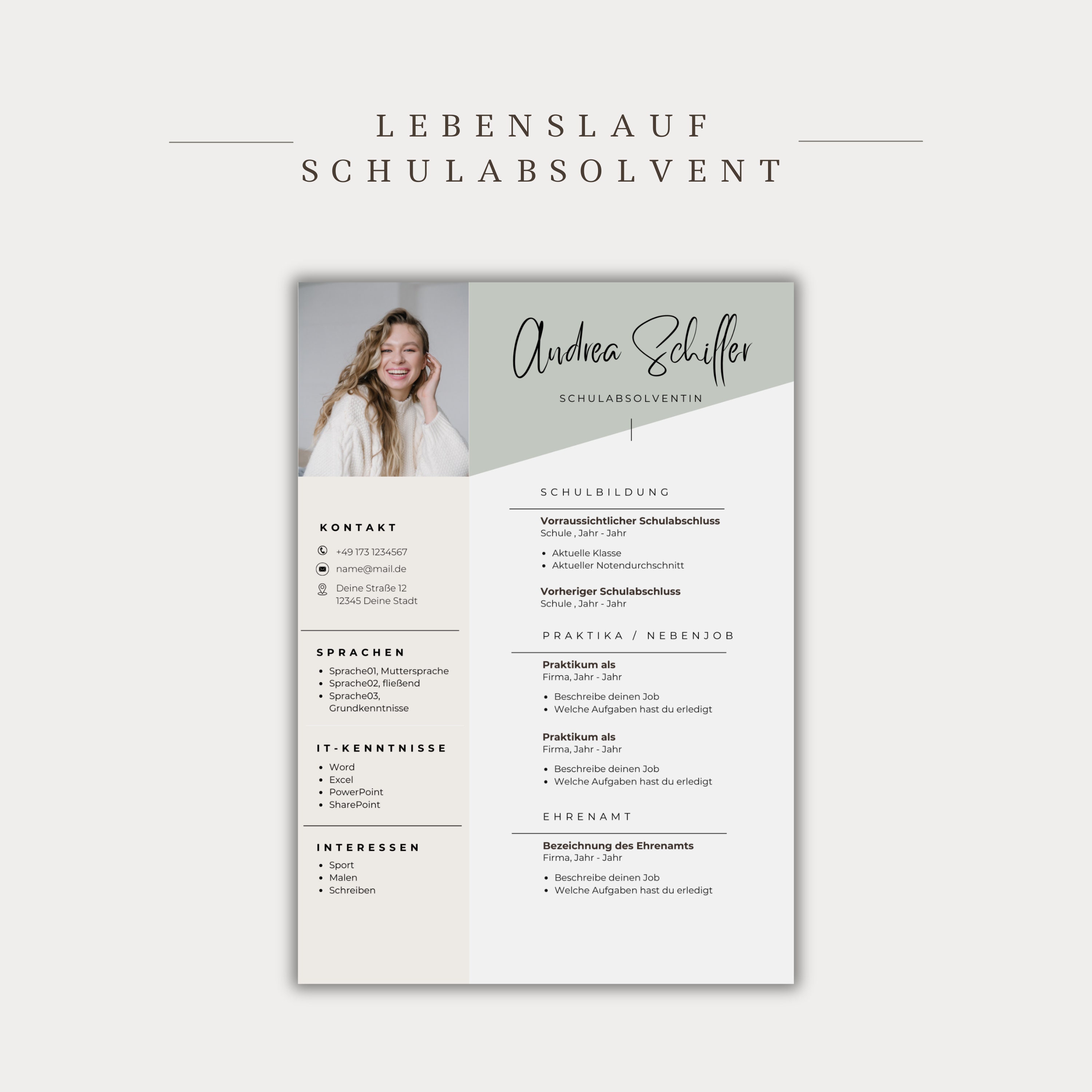 Application Template German CV in Table Creative Cover Letter Modern ...