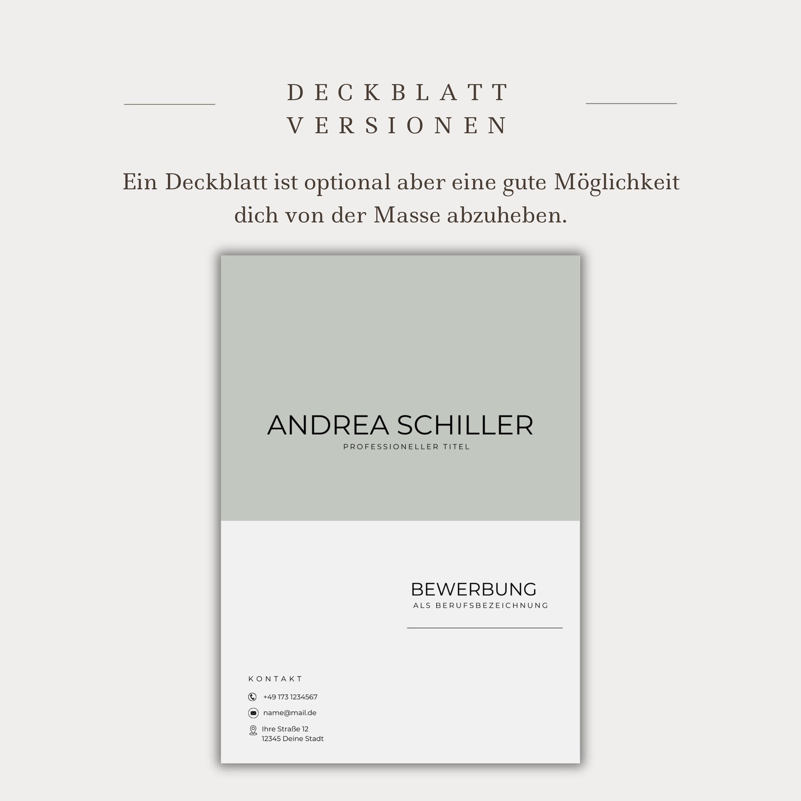 Application Template German CV in Table Creative Cover Letter Modern ...