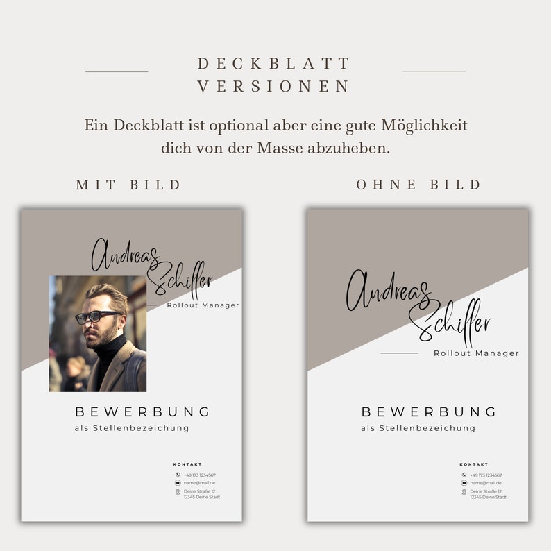 Application Template German CV in Table Creative Cover Letter Modern ...