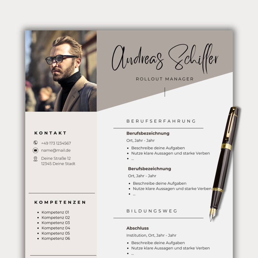 Application Template German CV in Table Creative Cover Letter Modern ...