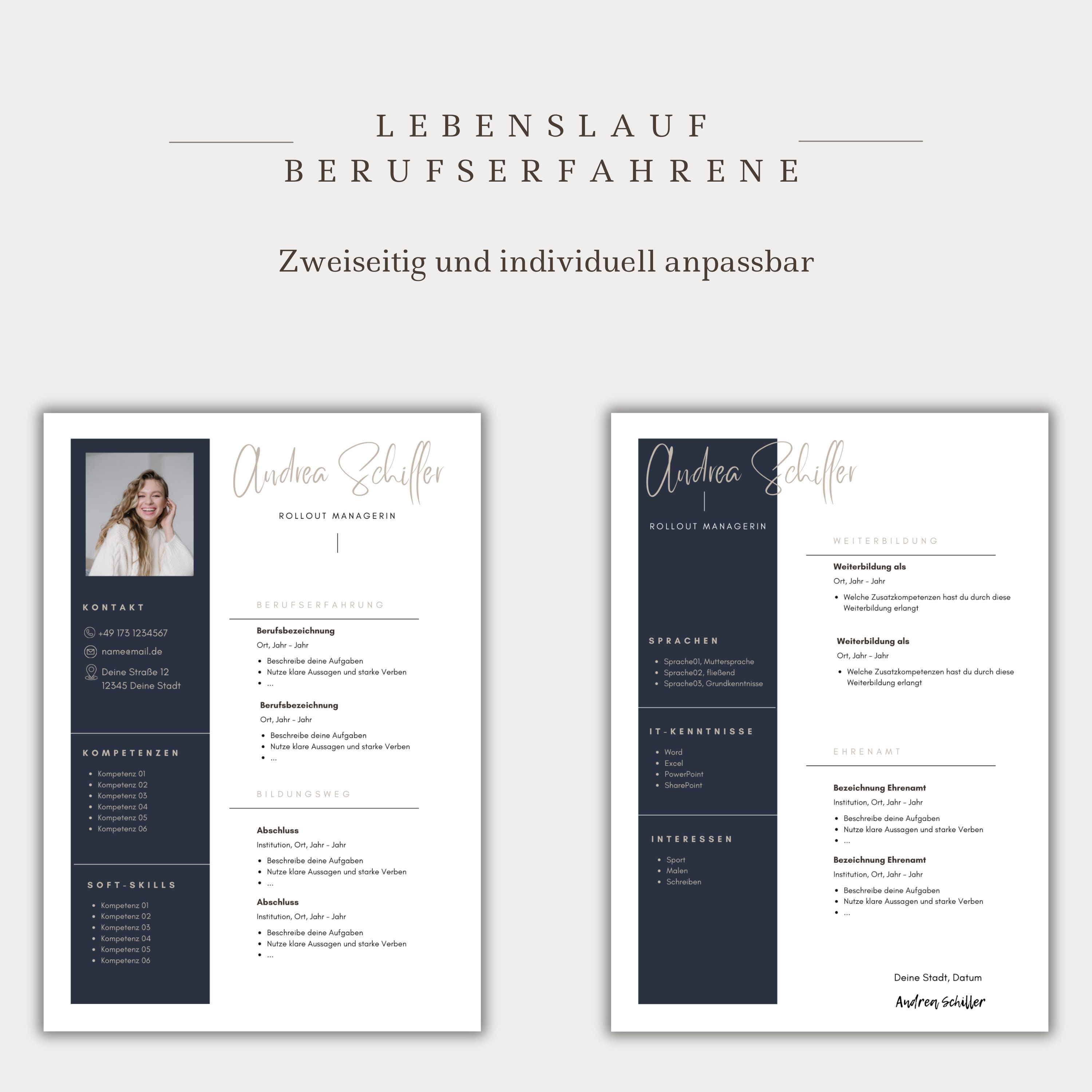 Modern Application Templates German Tabular CV Template Cover Sheet ...