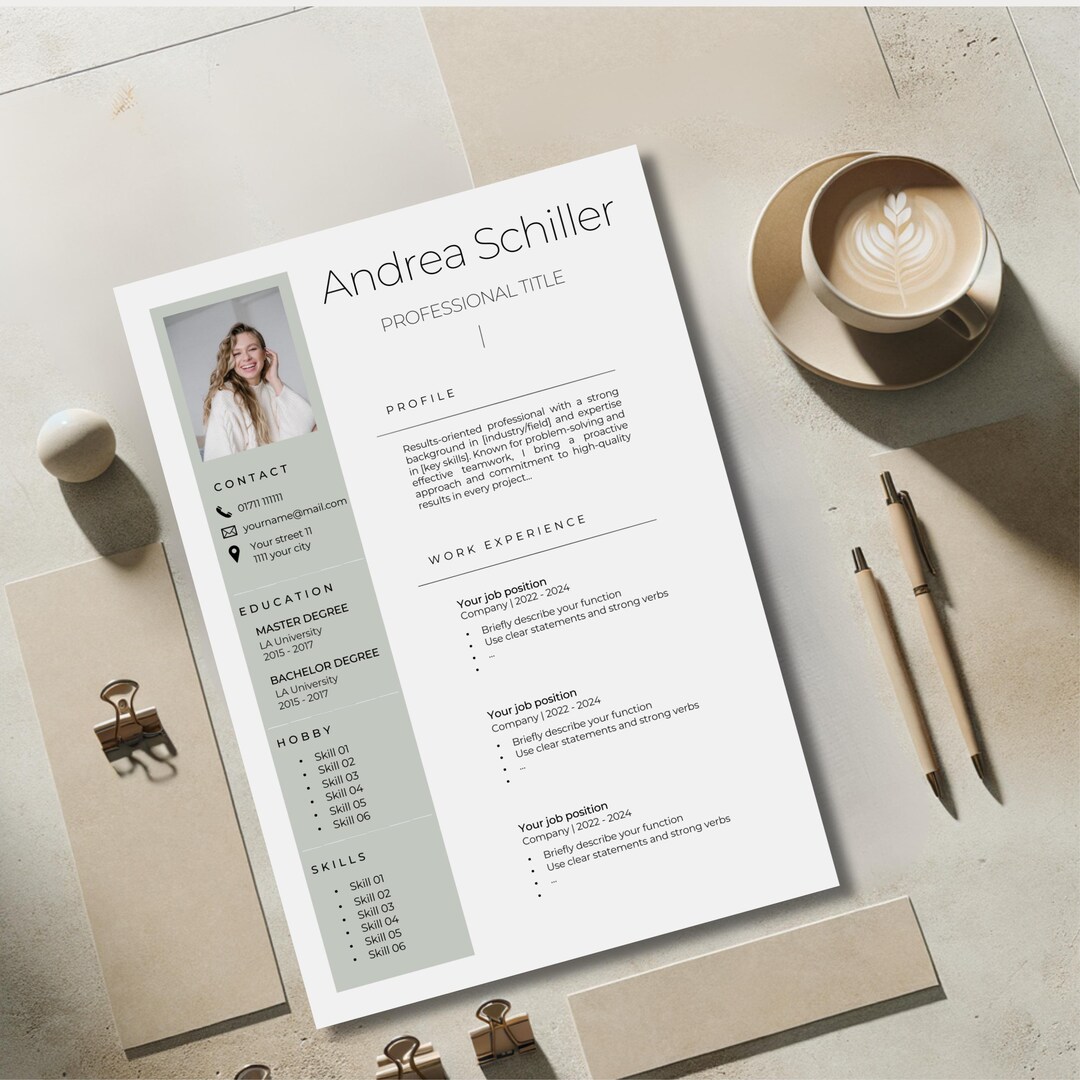 Resume Template Cover Letter Canva 1 Page Professional Job Application ...
