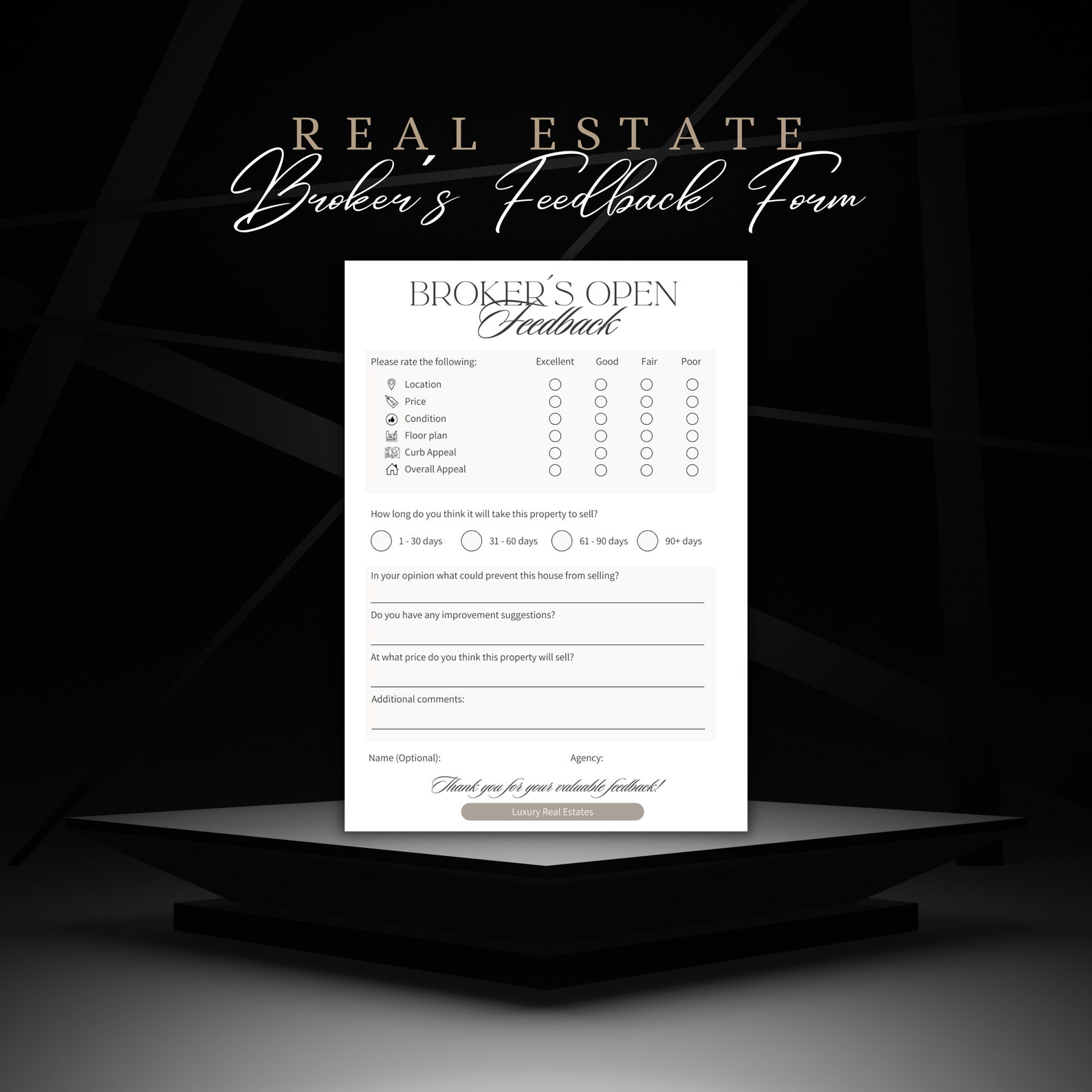 Brokers Open House Feedback Form Real Estate Template Modern Feedback ...