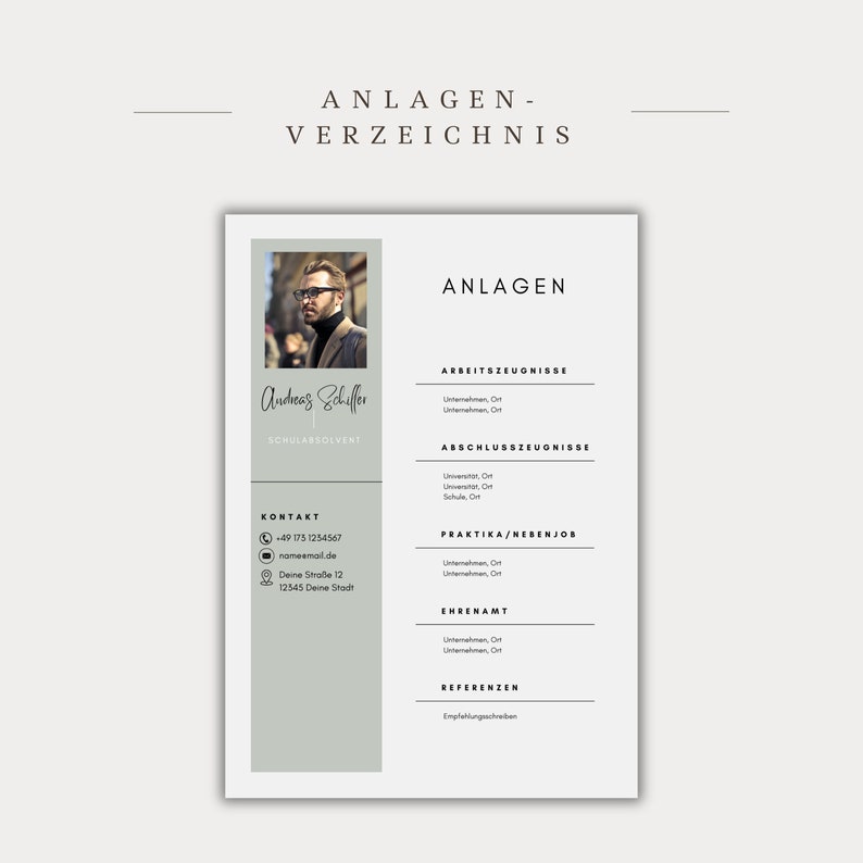 Application Template German CV in Table Creative Cover Letter Modern ...