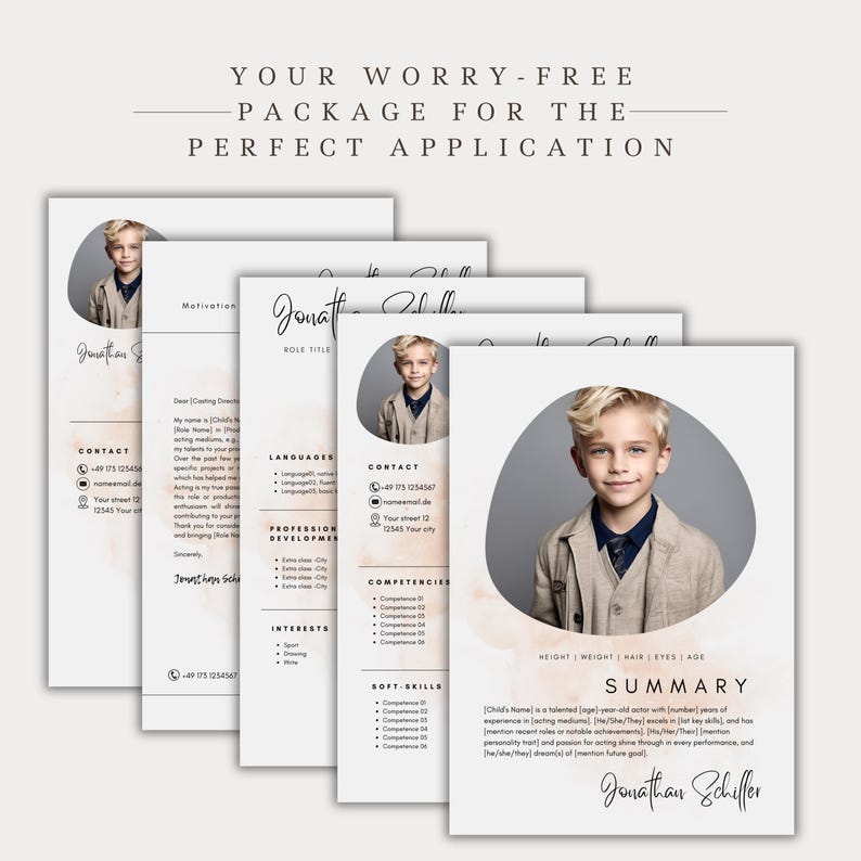 Child Actor Resume Template Boho Photo Canva Child Model Actor ...