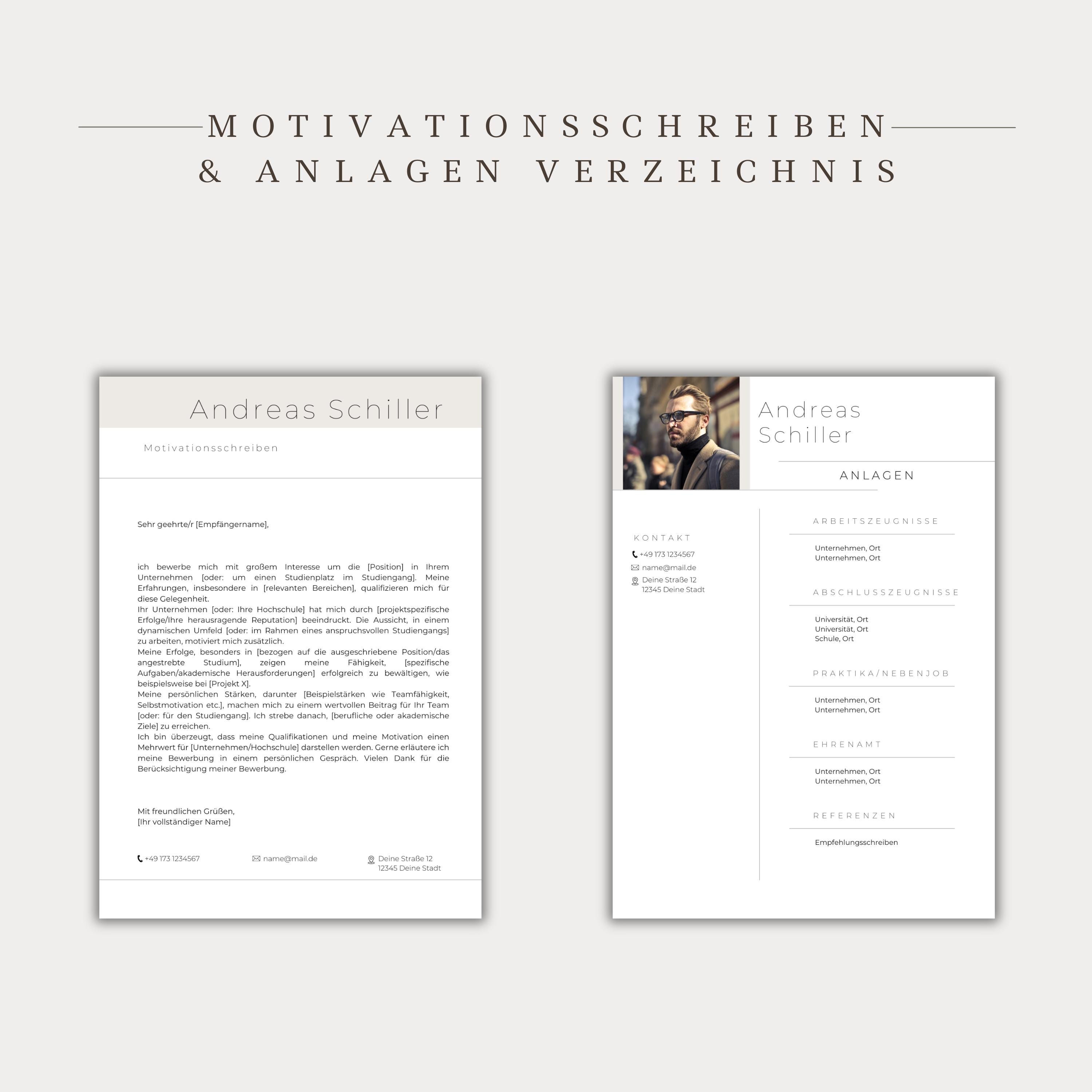 Application Template German CV Tabular Creative Cover Letter Modern ...