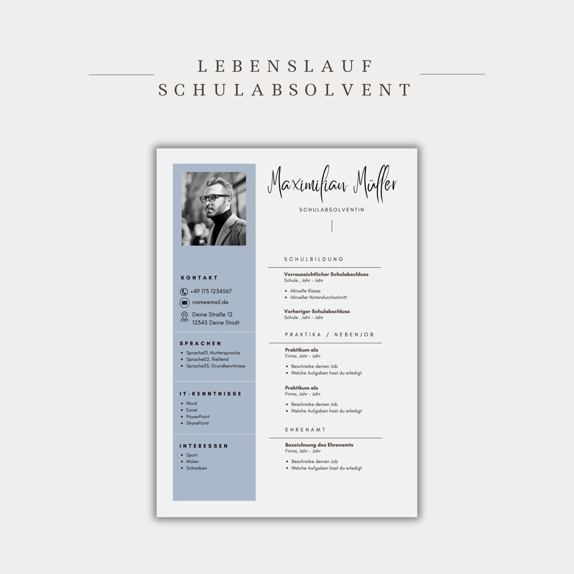 Application Template German CV in Table Creative Cover Letter Modern ...