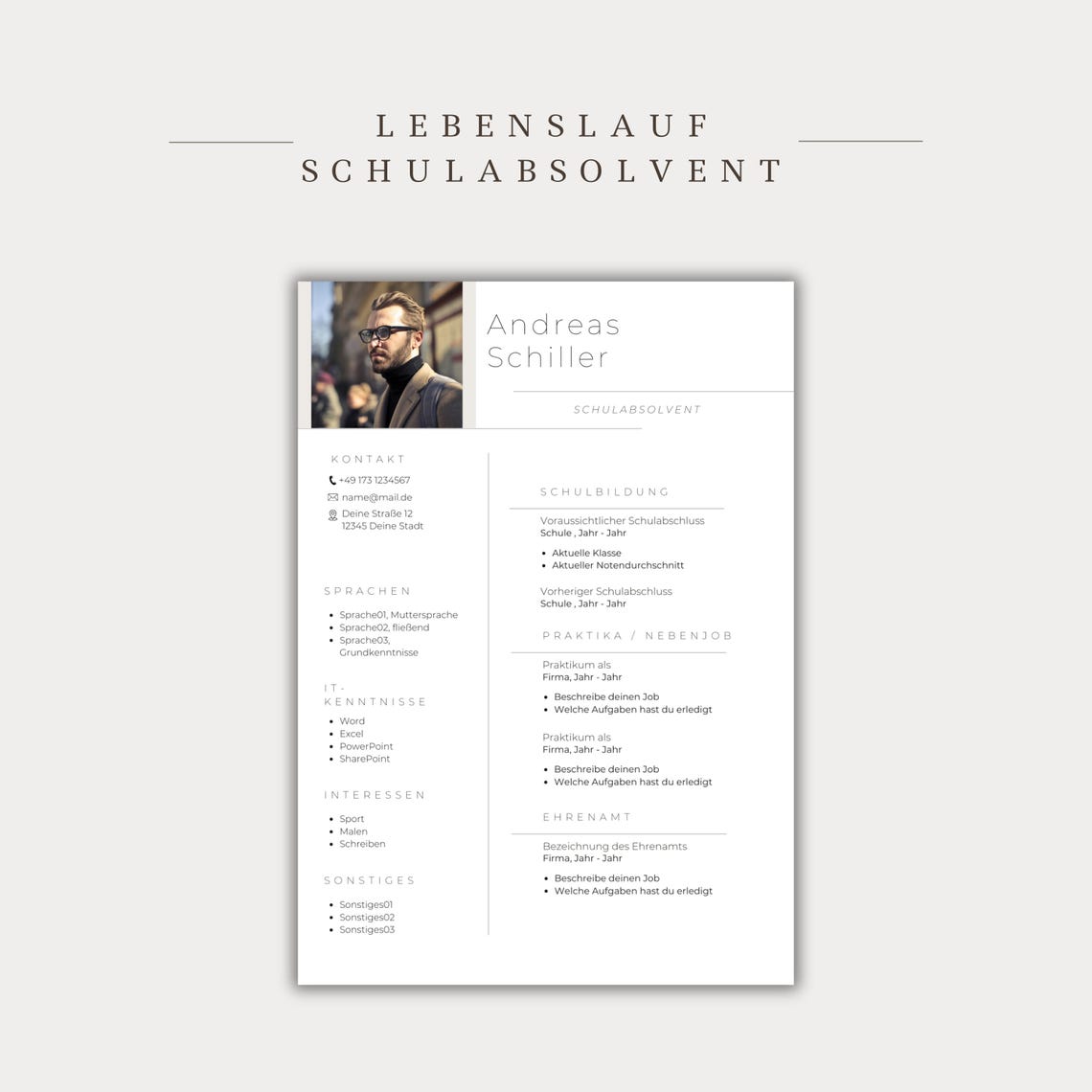 Application Template German CV Tabular Creative Cover Letter Modern ...