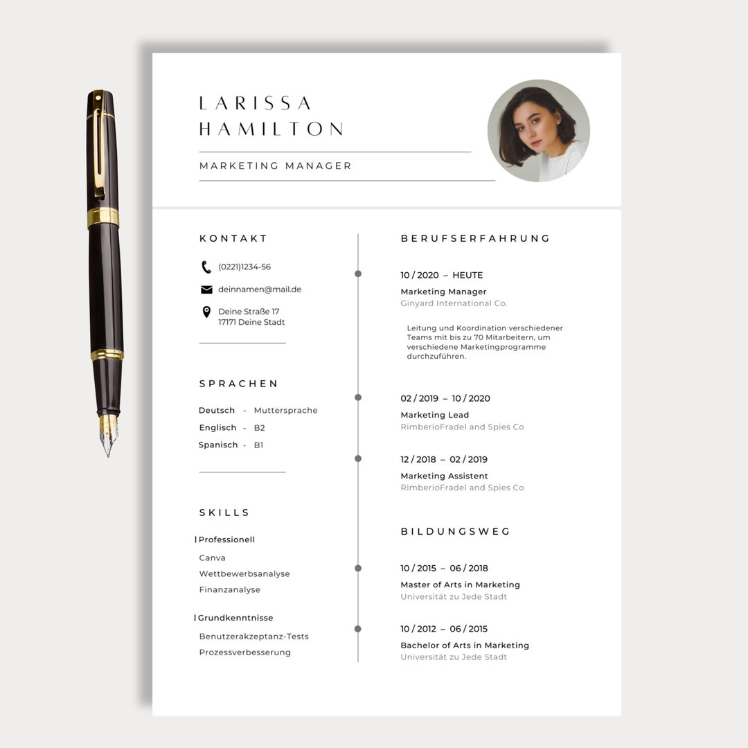 Modern Application Templates German Tabular CV Template Cover Sheet ...