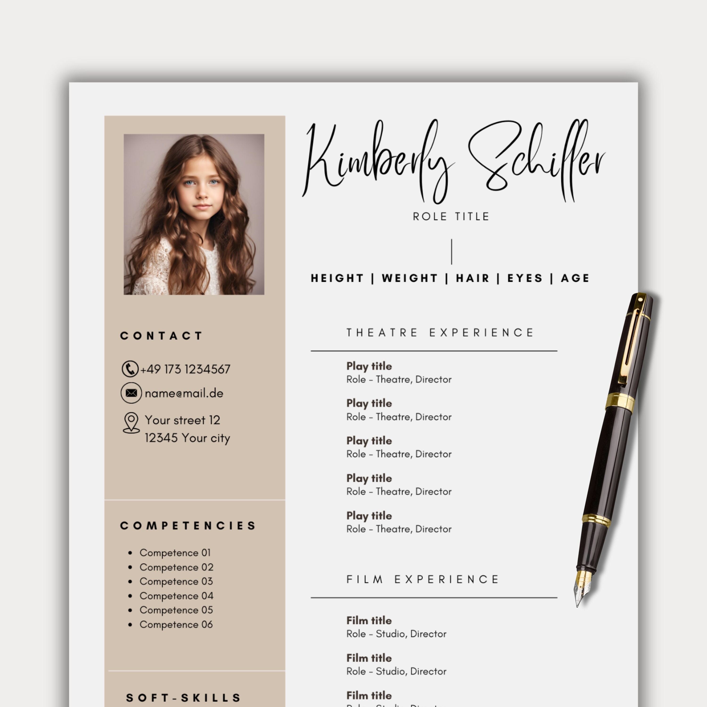 Child Actor Resume Template Boho Photo Canva Child Model Actor ...