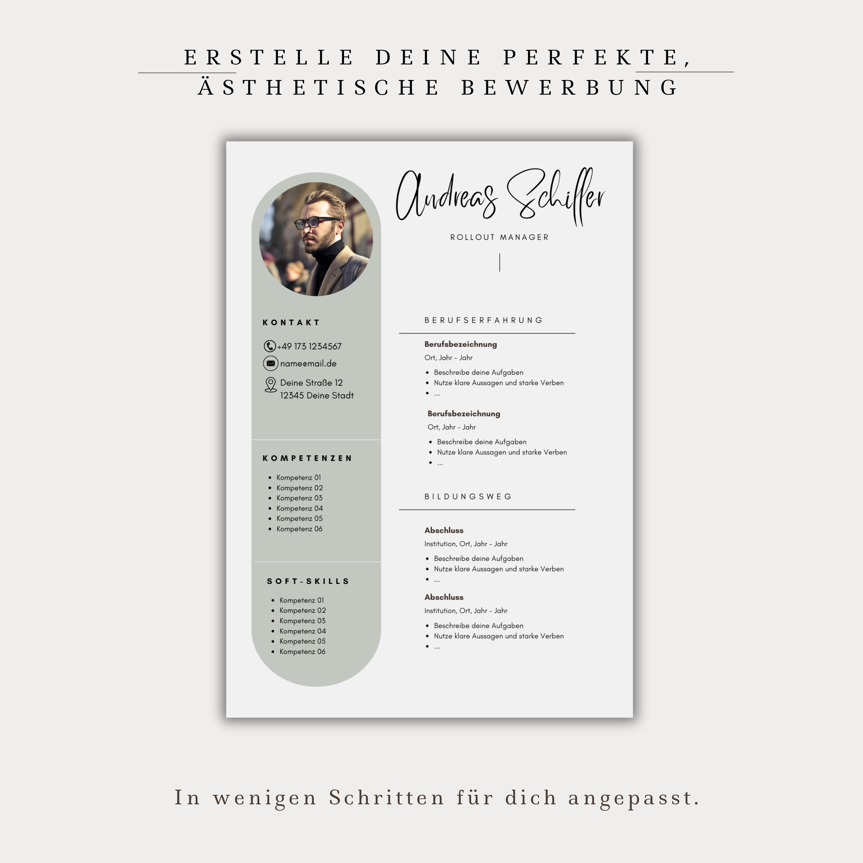 Application Template German CV Tabular Creative Cover Letter Modern ...