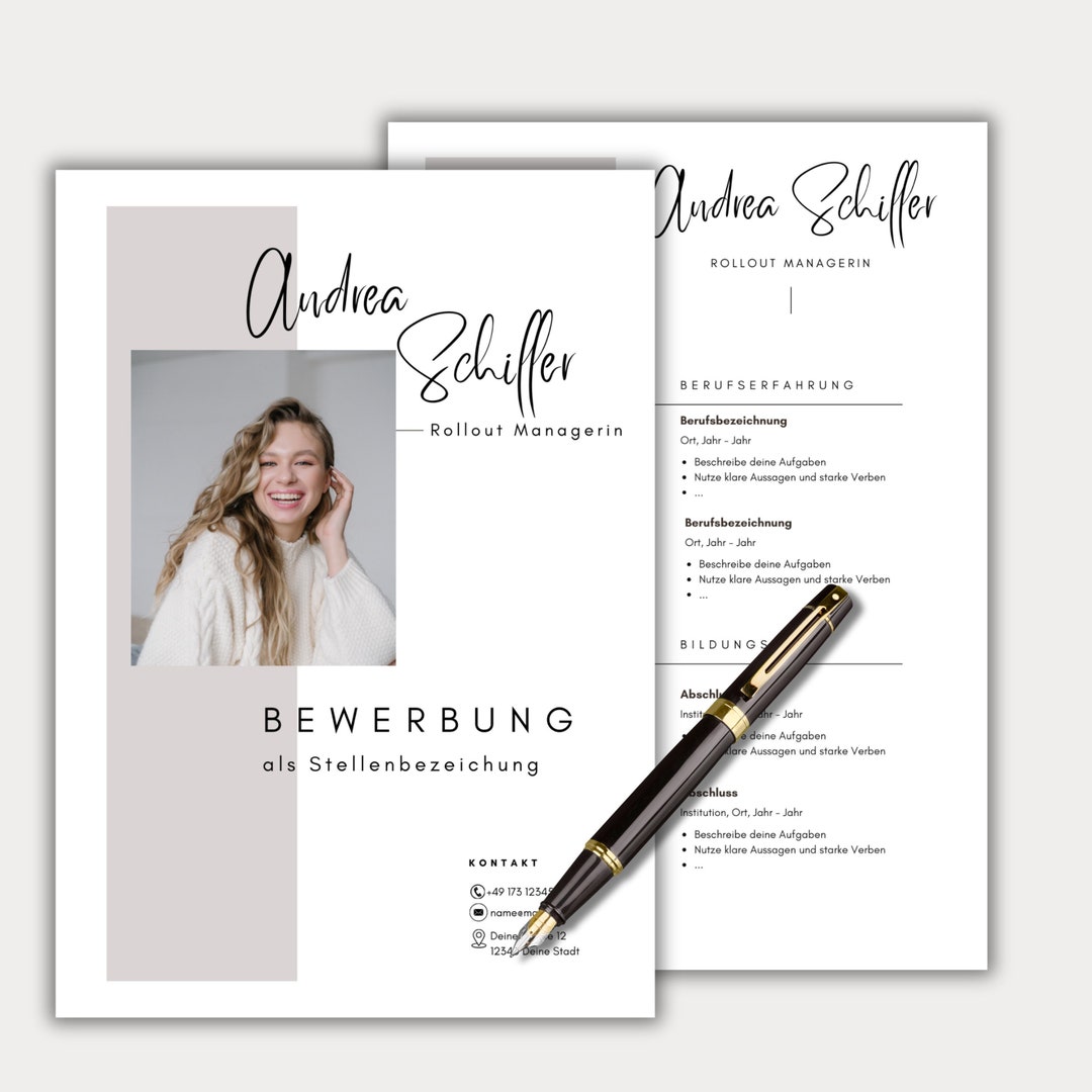 Application Template German CV in Table Creative Cover Letter Modern ...
