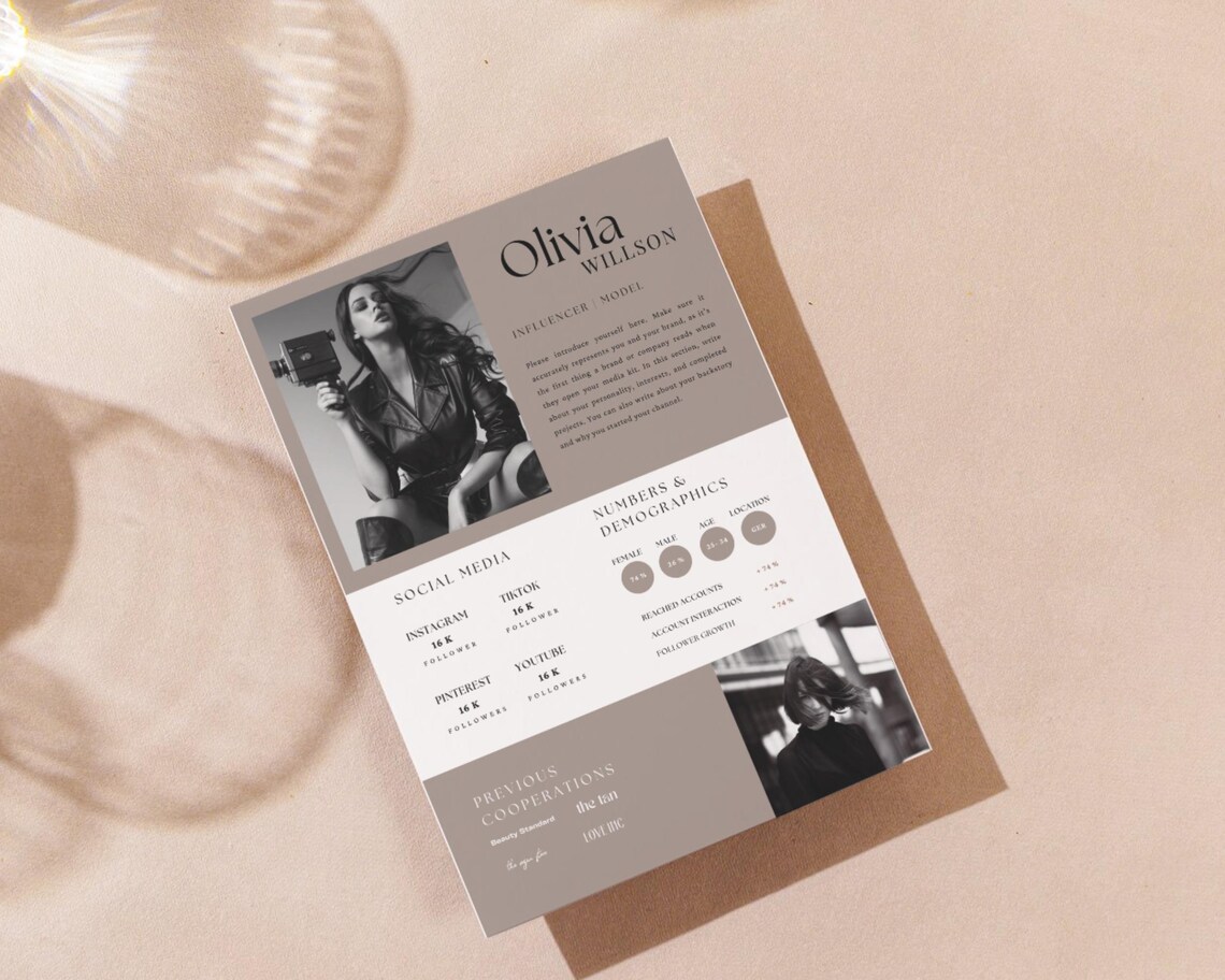 Media Kit & Rate Card Template 5 Pages Instagram Influencer UGC Blogger ...