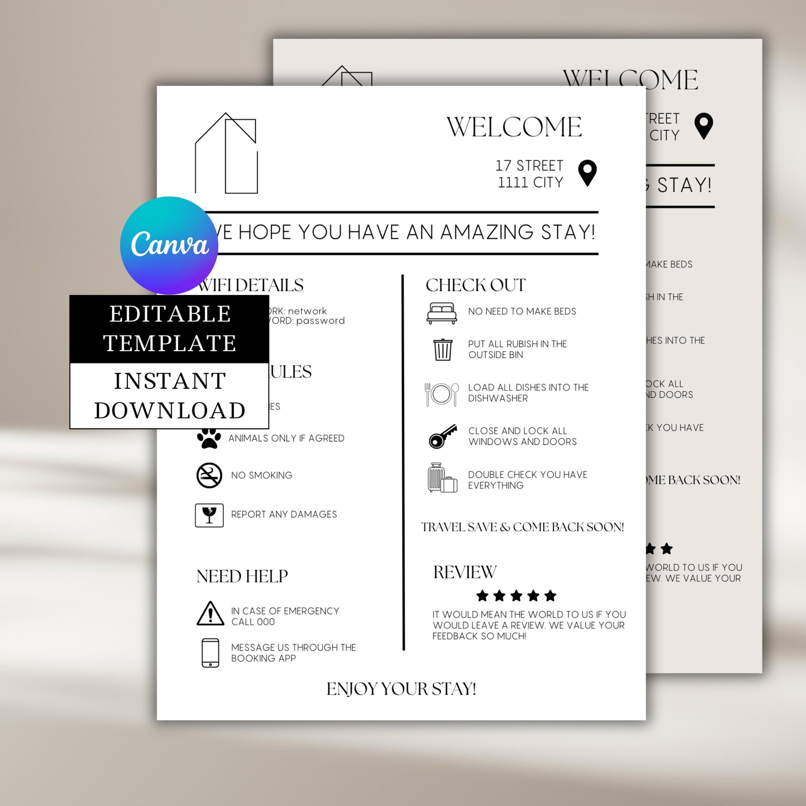 Welcome Sign Airbnb Hosts Vacation Rental Printable Guest Arrival ...