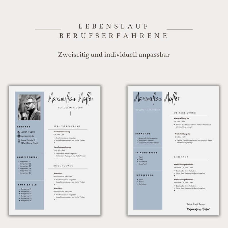 Application Template German CV in Table Creative Cover Letter Modern ...