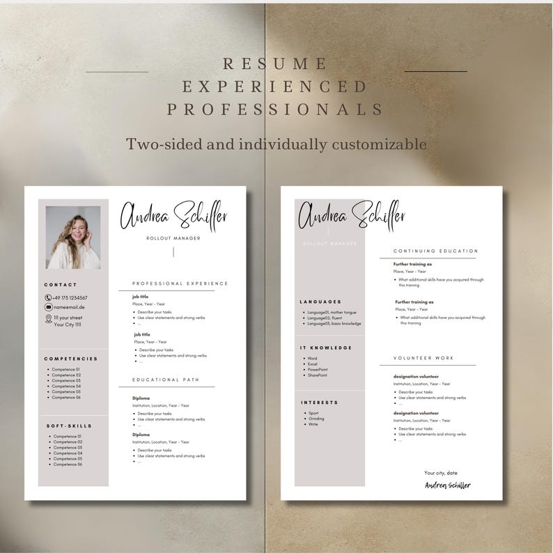 Professional Resume Template Photo Minimalist Cv Template Executive ...