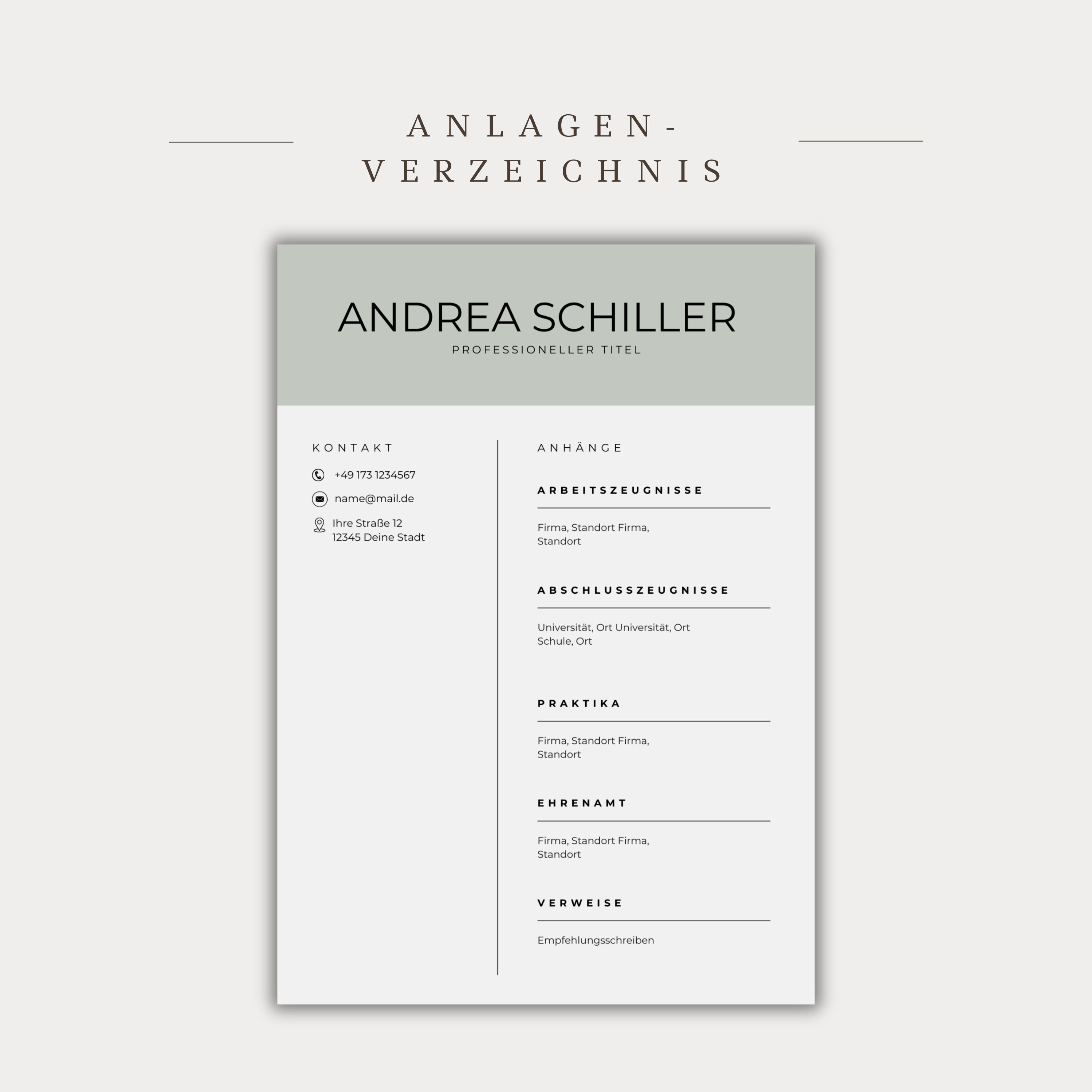Application Template German CV in Table Creative Cover Letter Modern ...