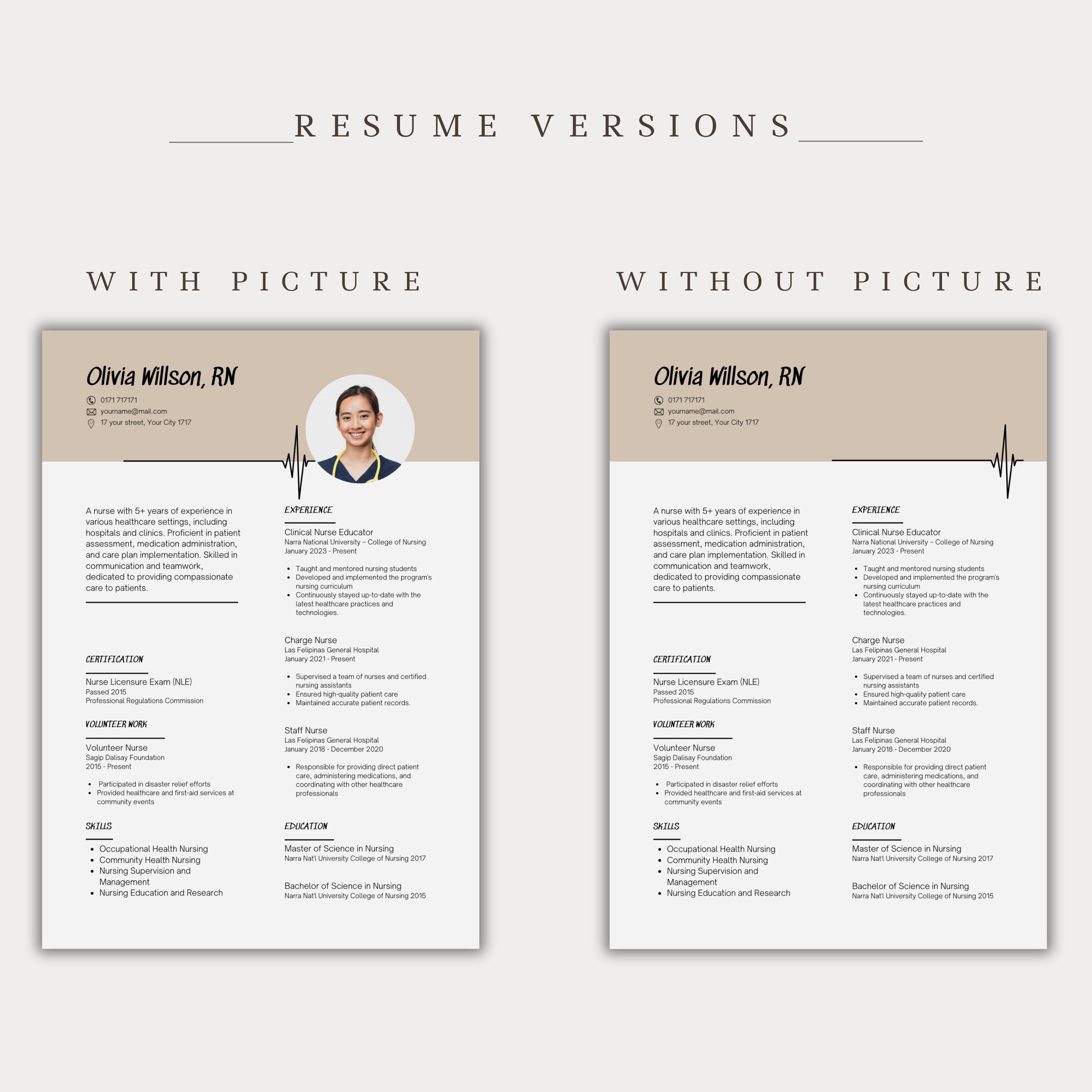 Nurse Resume Template Canva English Nursing Cover Letter RN New Nurse ...