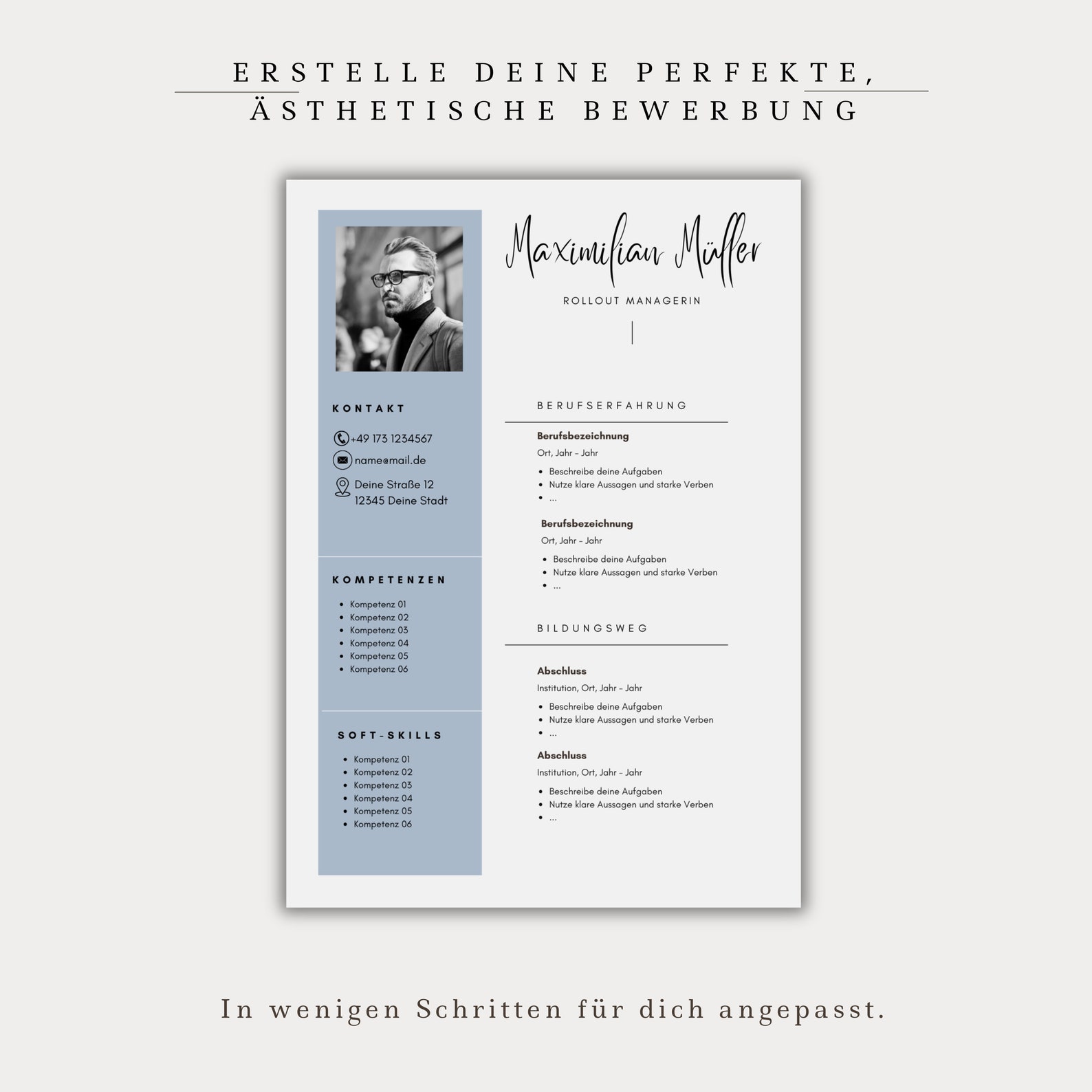 Application Template German CV in Table Creative Cover Letter Modern ...