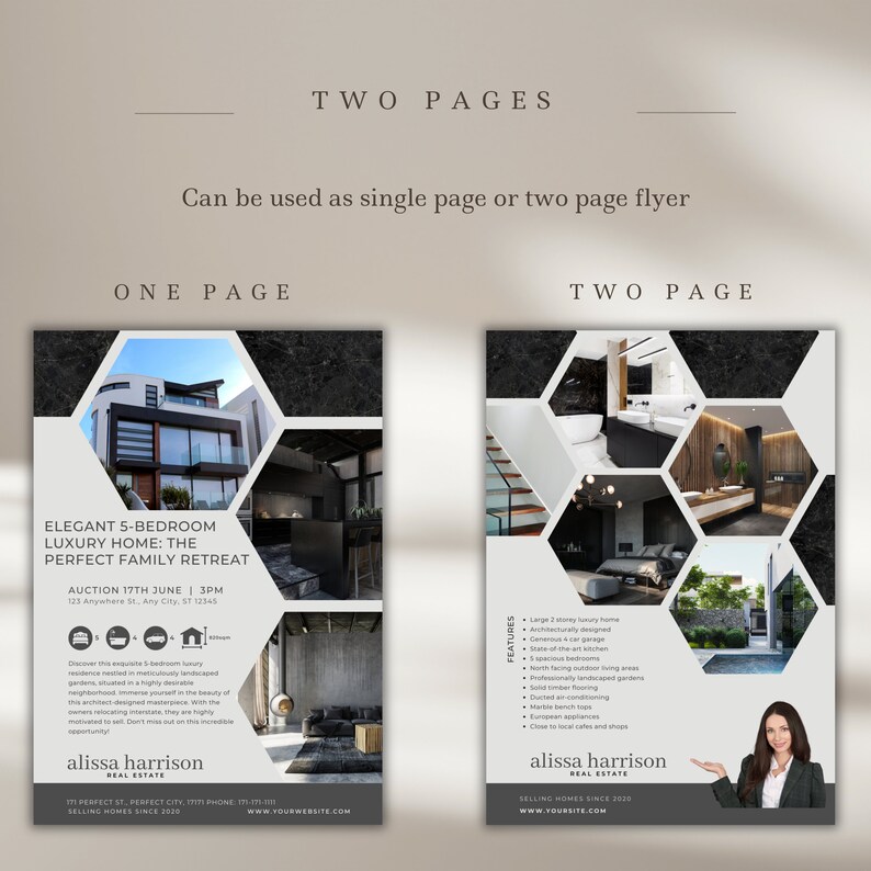 Real Estate Template Open House Flyer Auction Announcement Modern Home ...