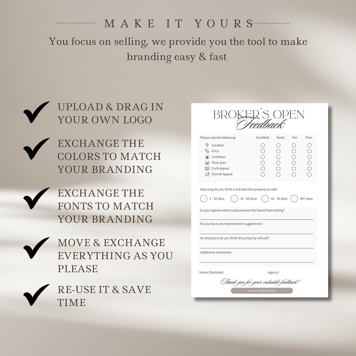 Brokers Open House Feedback Form Real Estate Template Modern Feedback ...