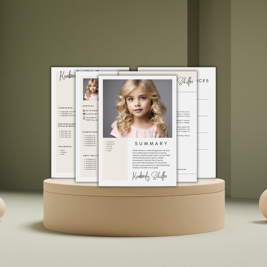 Child Actor Resume Template Boho Photo Canva Child Model Actor ...
