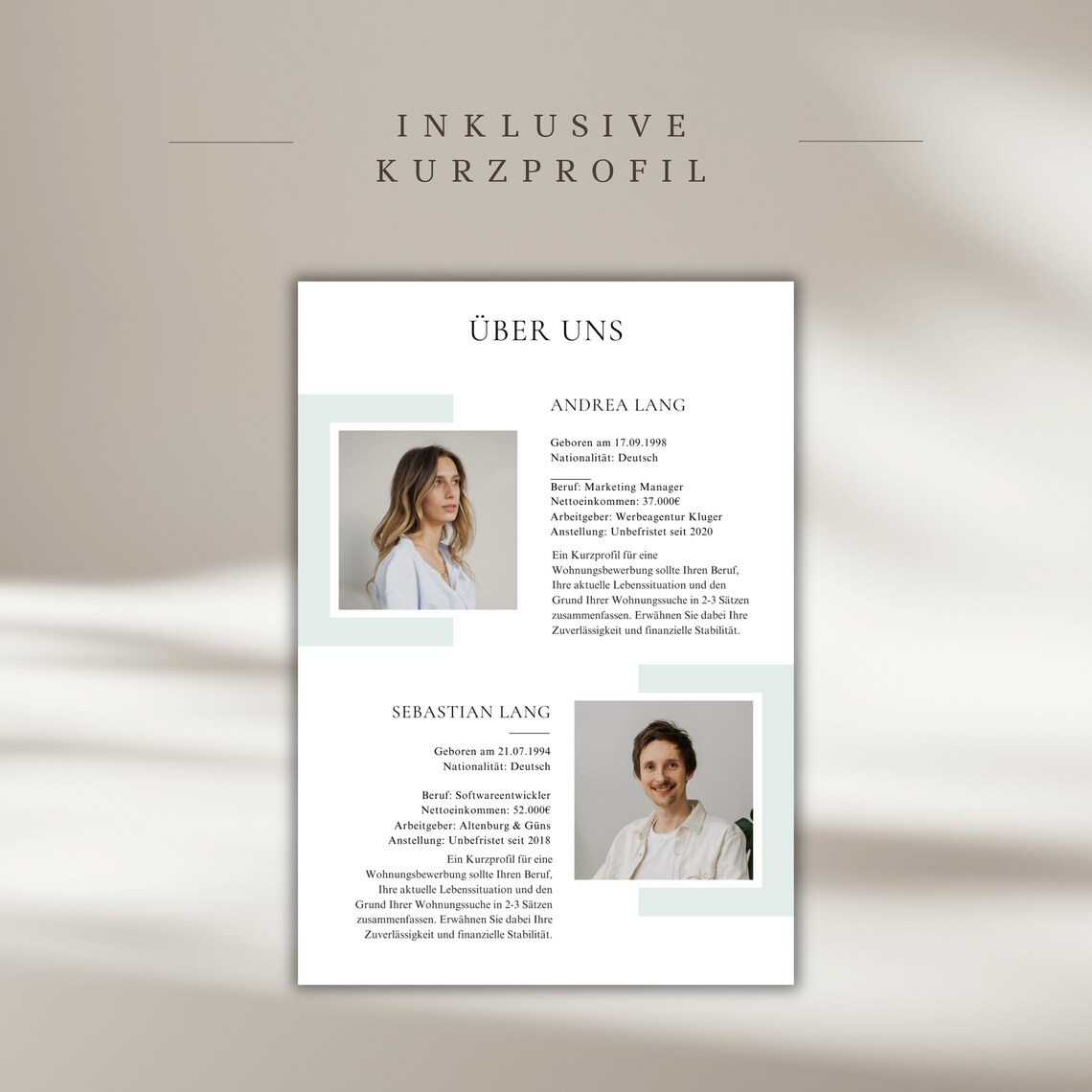 Modern Apartment Application Couple Canva Template Beige Short Profile ...