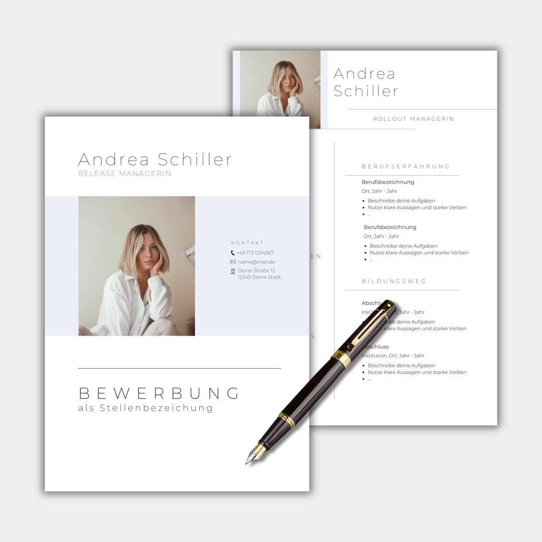 Application Template German CV Tabular Creative Cover Letter Modern ...