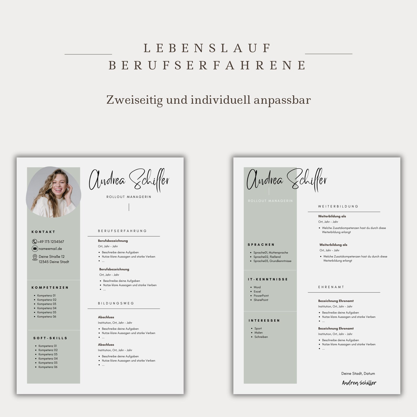Application Template German CV in Table Creative Cover Letter Modern ...