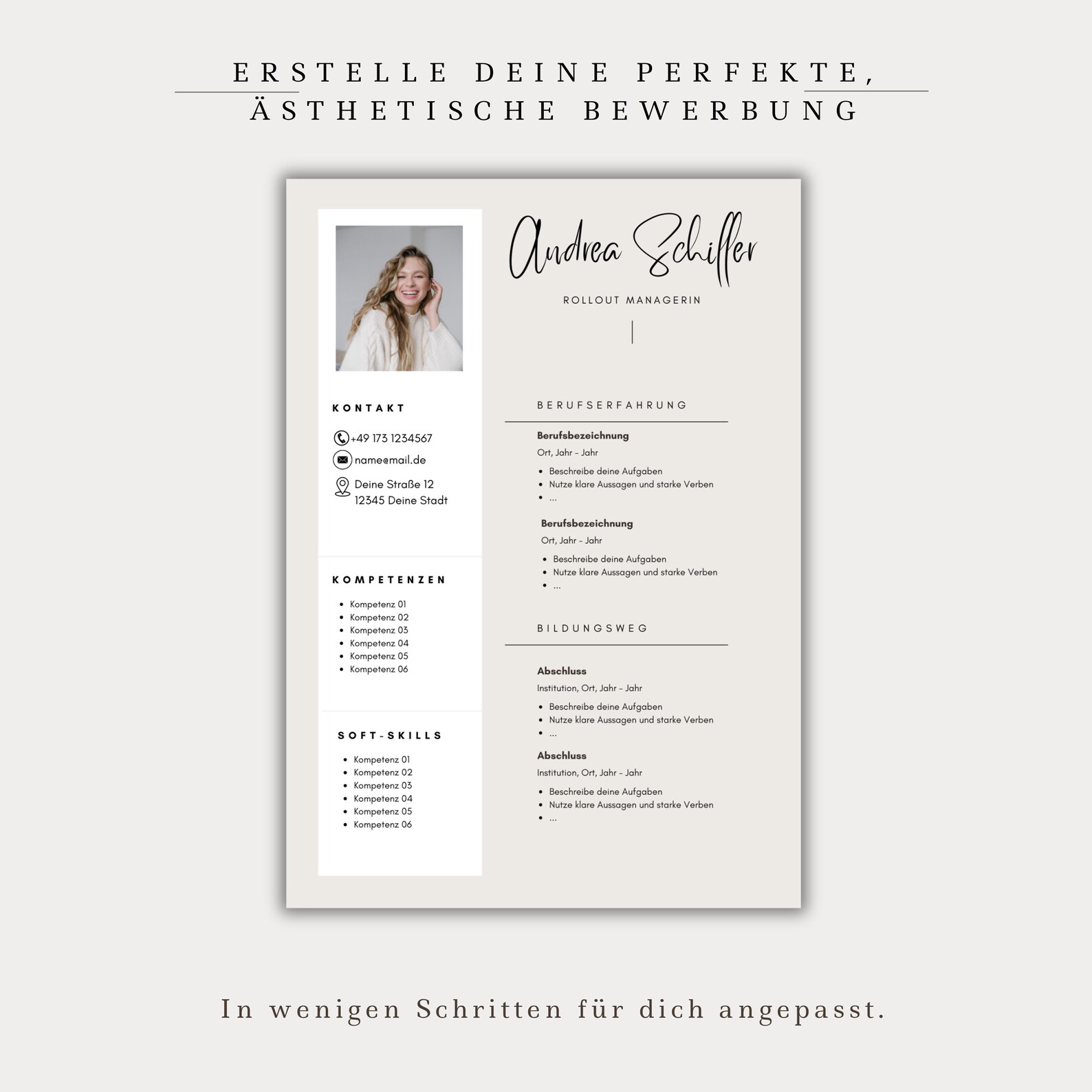 Application Template German CV in Table Creative Cover Letter Modern ...