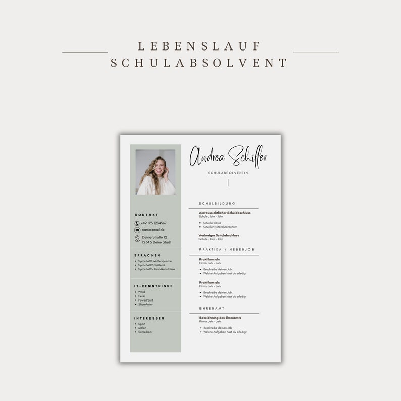 Application Template German CV in Table Creative Cover Letter Modern ...