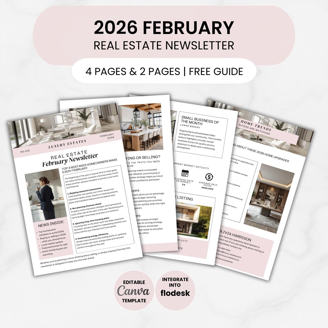 February 2026 Real Estate Newsletter Realtor Marketing Monthly Real ...