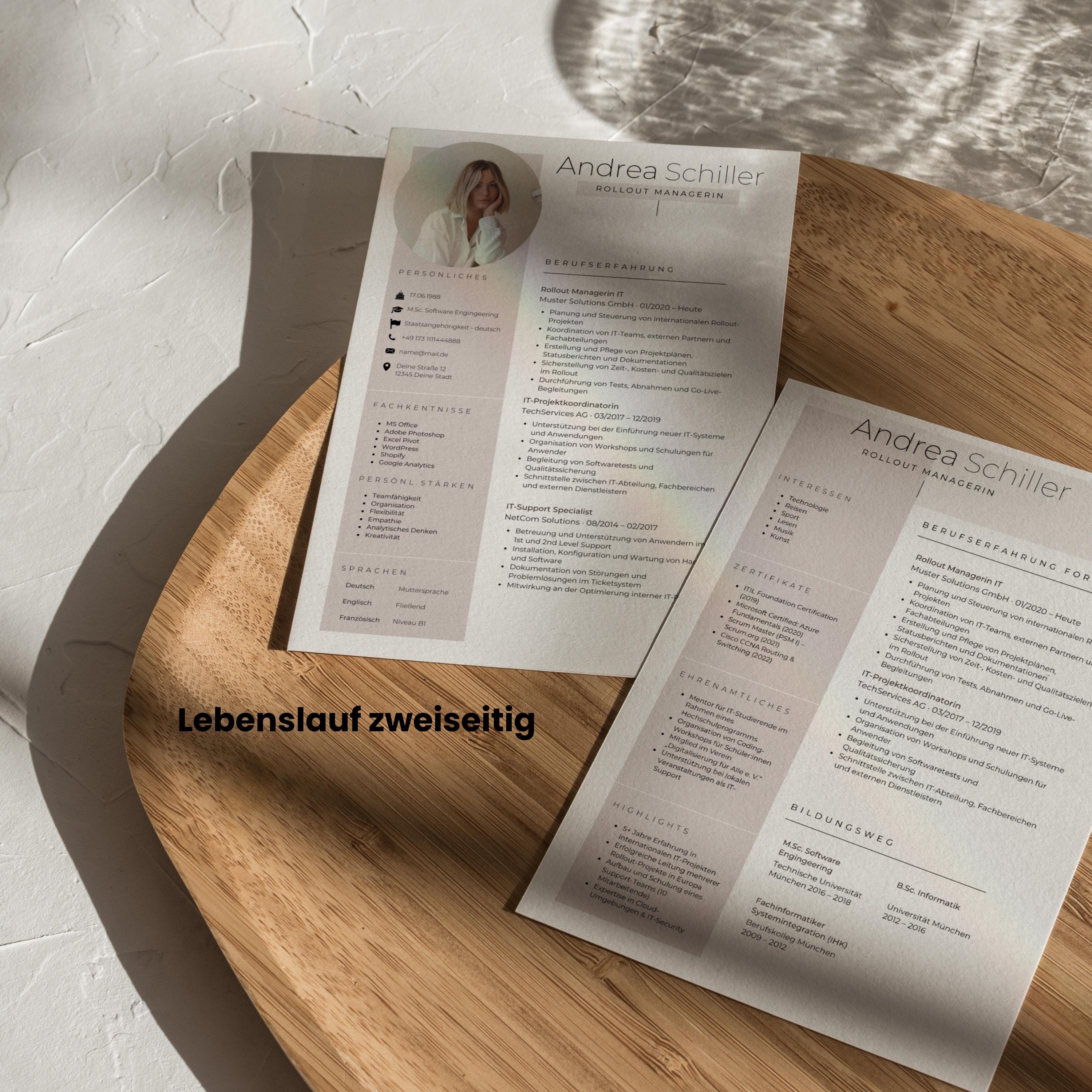Application Template German CV Tabular Creative Cover Letter Modern ...