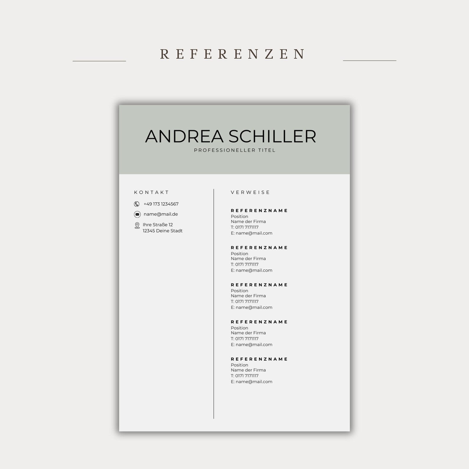 Application Template German CV in Table Creative Cover Letter Modern ...