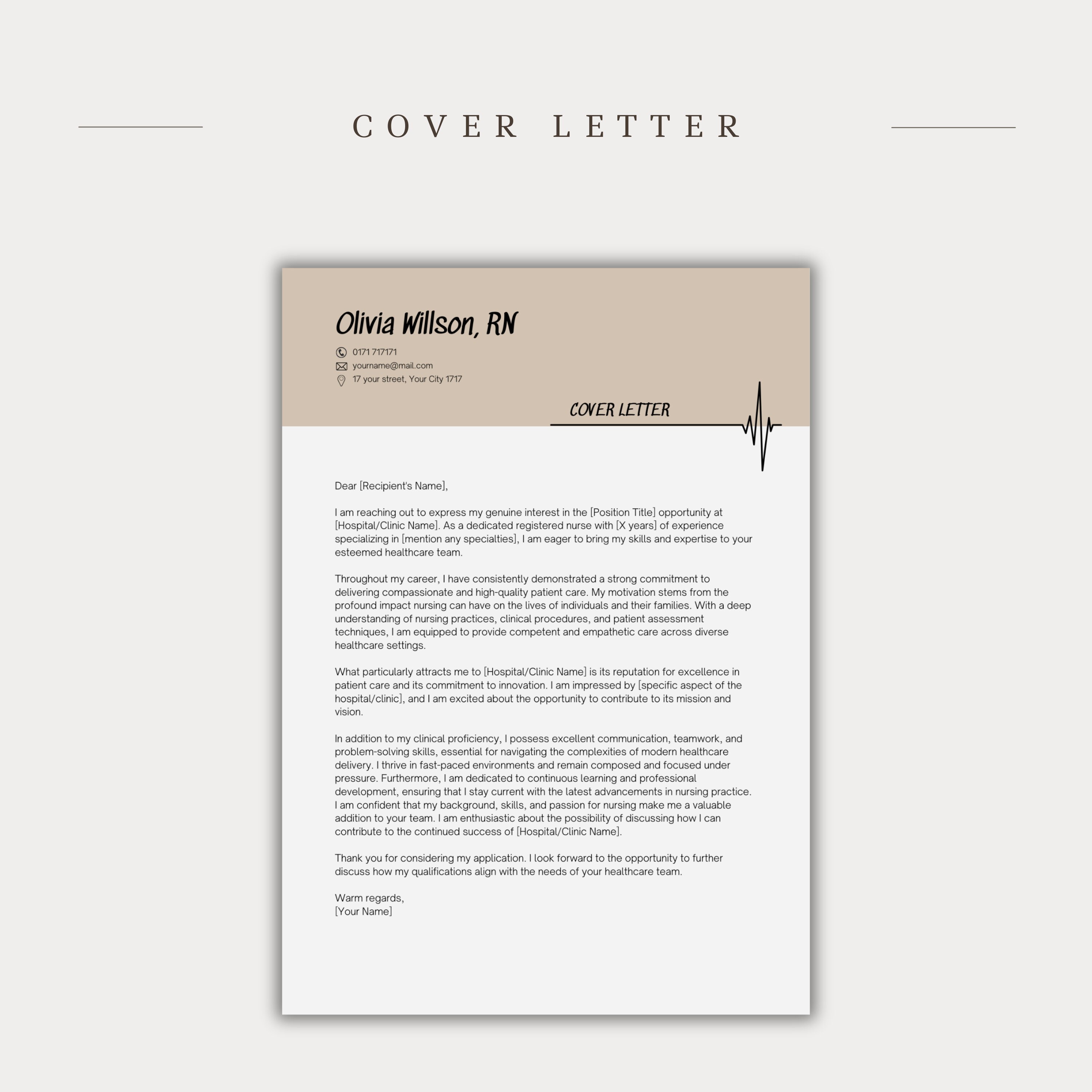 Nurse Resume Template Canva English Nursing Cover Letter RN New Nurse ...