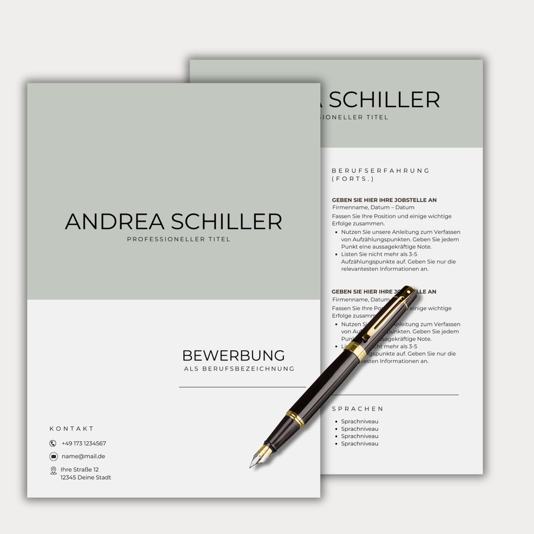 Application Template German CV in Table Creative Cover Letter Modern ...