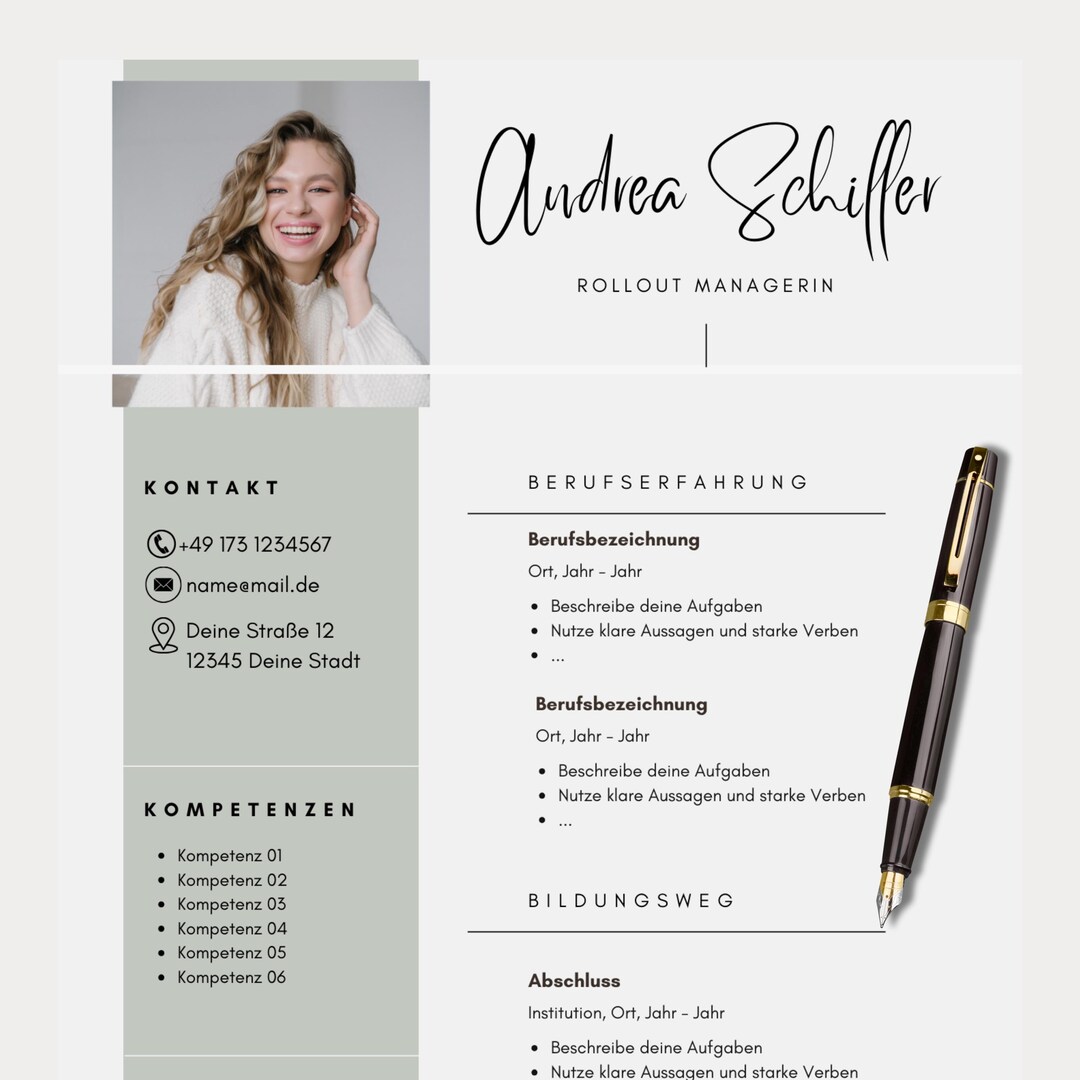 Application Template German CV Tabular Creative Cover Letter Modern ...