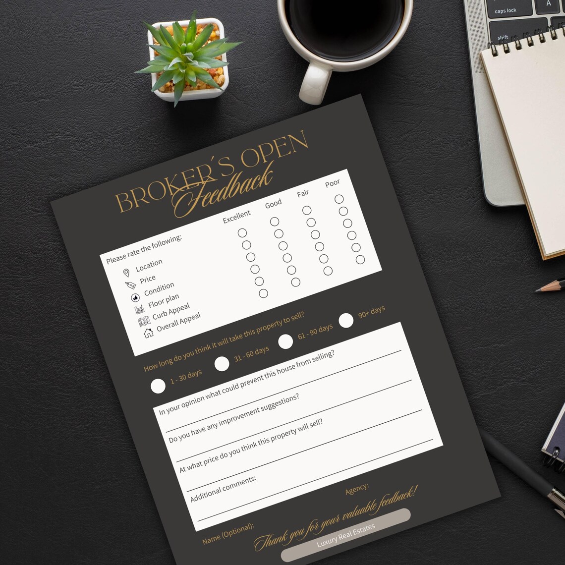 Brokers Open House Feedback Form Real Estate Template Modern Feedback ...