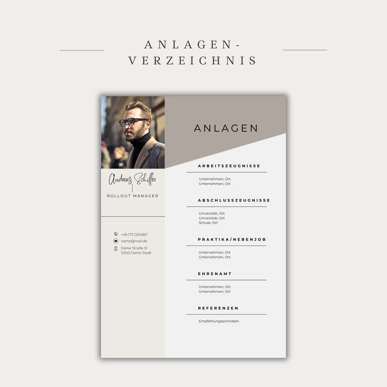 Application Template German CV in Table Creative Cover Letter Modern ...