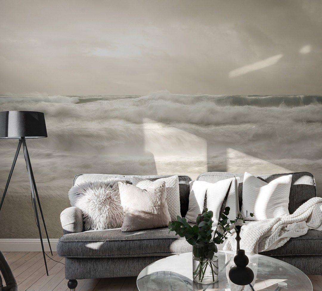 Sepia Ocean Wave Wallpaper for Walls Whispers of the Sepia Tide Coastal ...