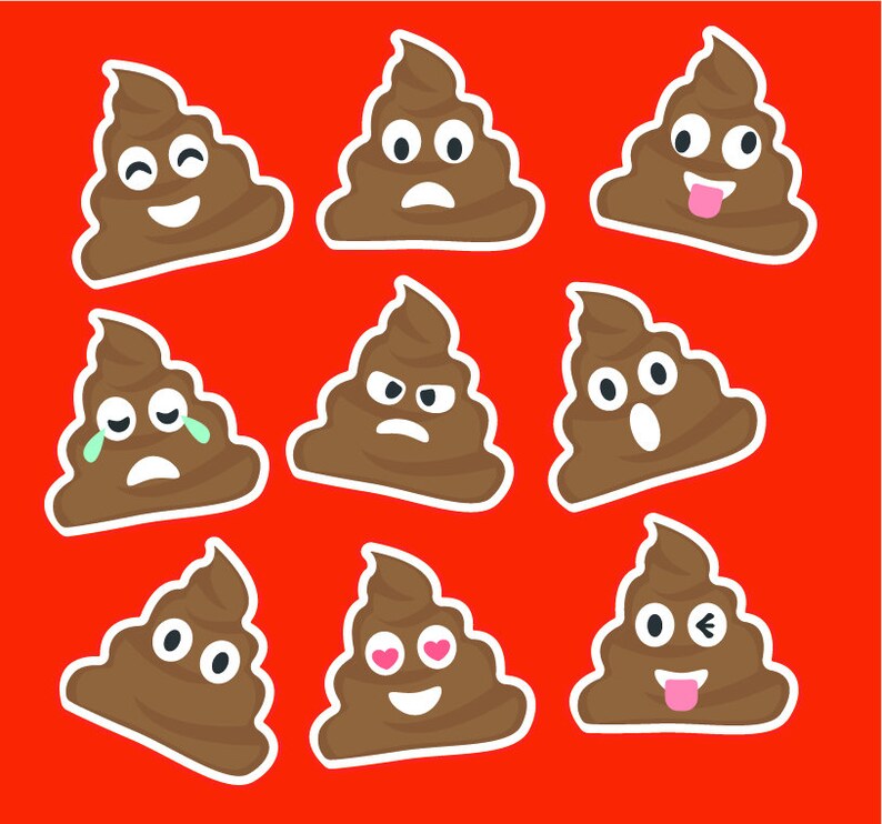 90 Stickers Poo, Poop, Emoji Poo, Waterproof Vinyl Stickers. 10 Sets 90 ...