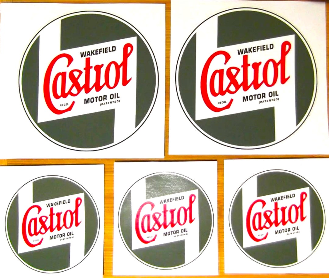 5 X Old Castrol Wakefield Stickers,decals. Waterproof Printed Vinyl ...