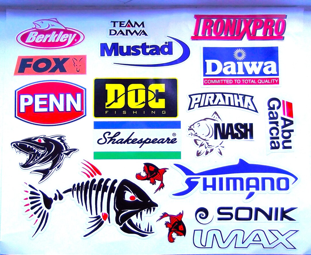 Fishing Stickers Set . Vinyl Waterproof . All Shown Included, Shimano ...