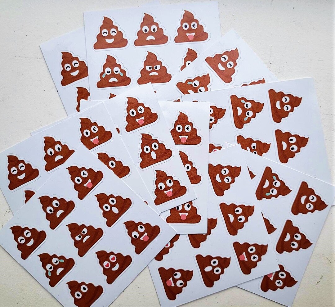 90 Stickers Poo, Poop, Emoji Poo, Waterproof Vinyl Stickers. 10 Sets 90 ...