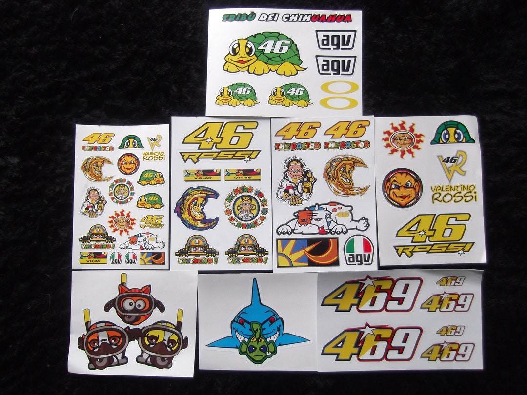 Large Set of Valentino Rossi Decals, Stickers, Waterproof Vinyl, Wont ...